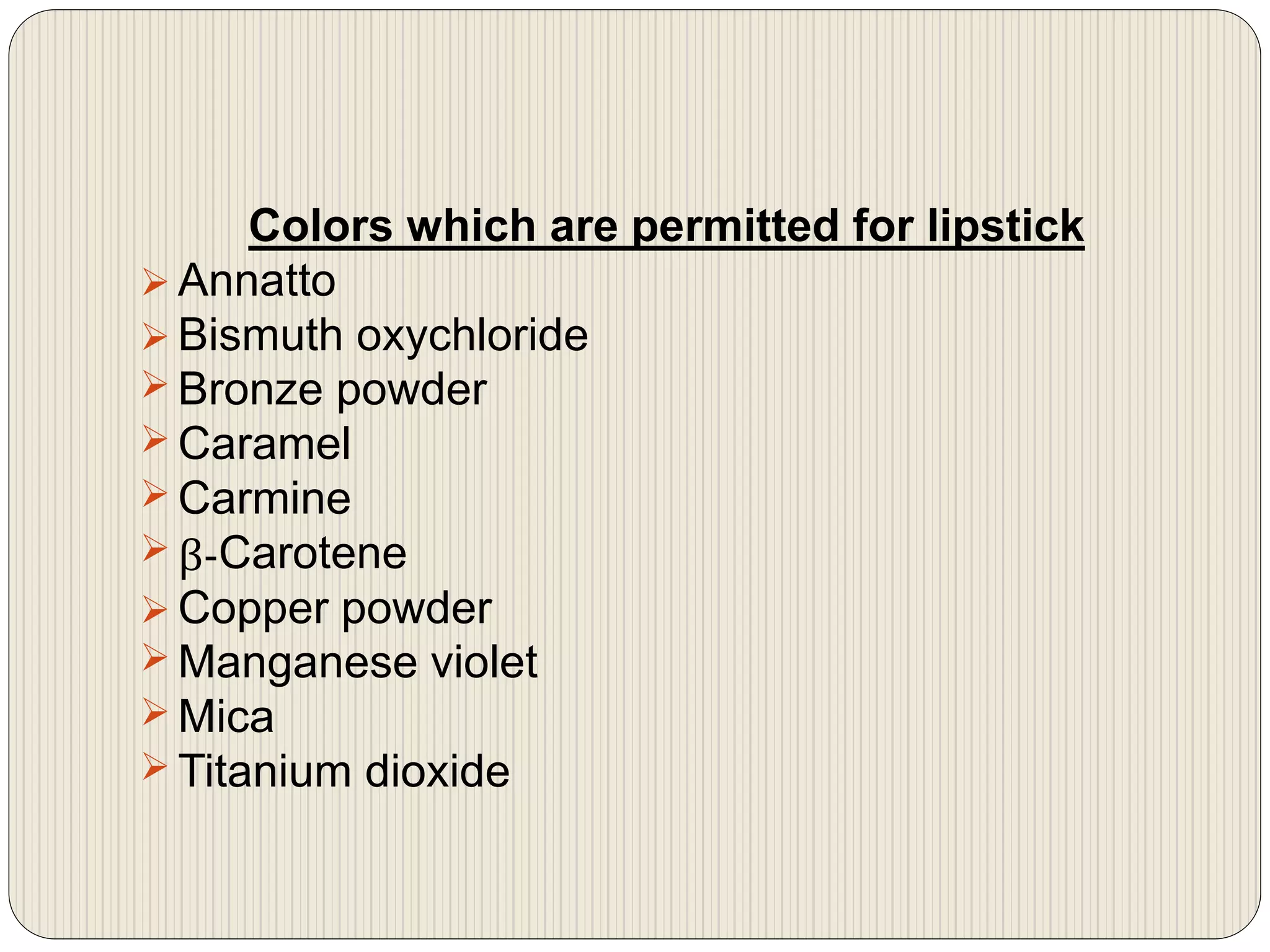 Colors used in cosmetics | PPTX