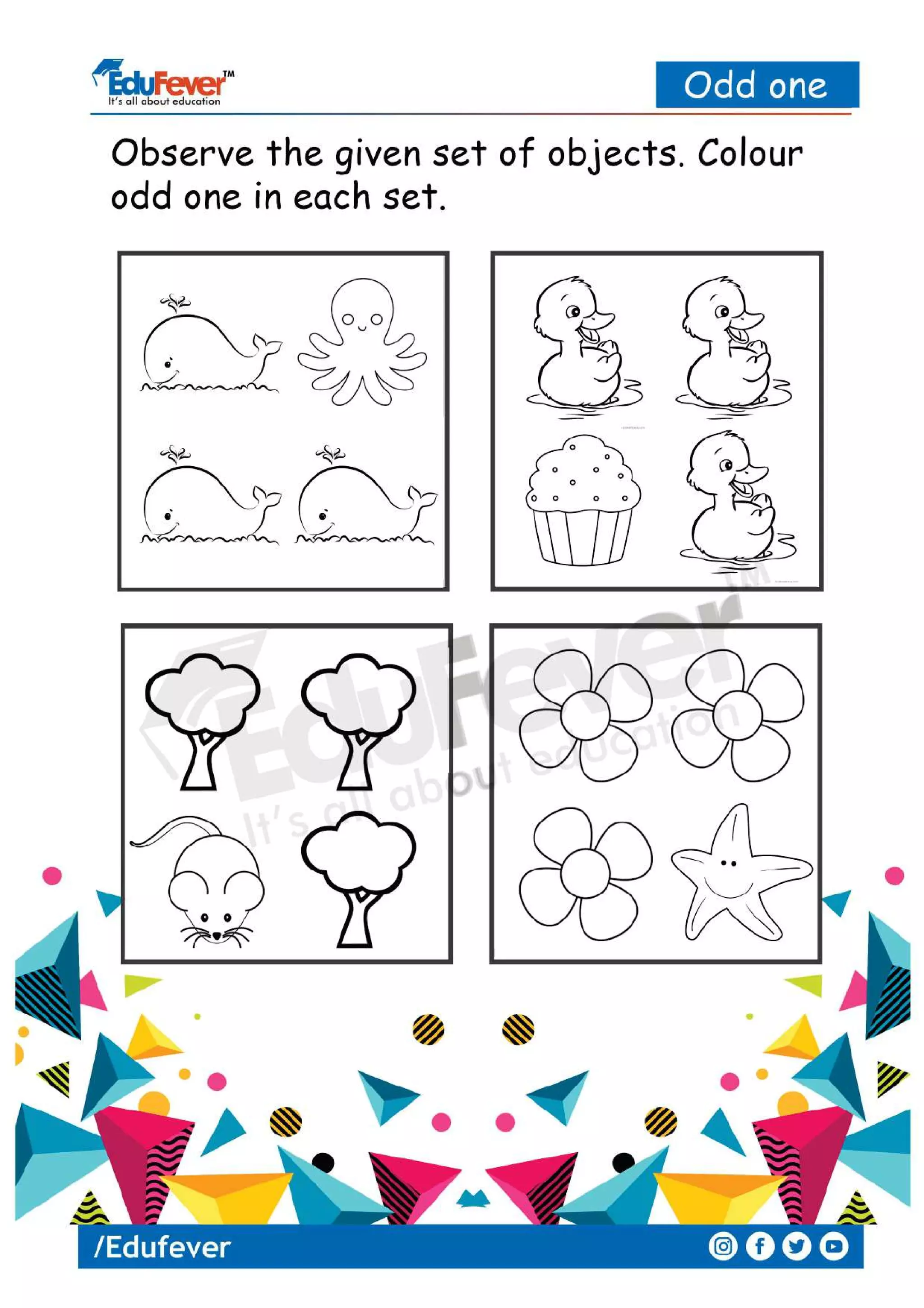 Color the Odd Ones - LKG Worksheet | PDF