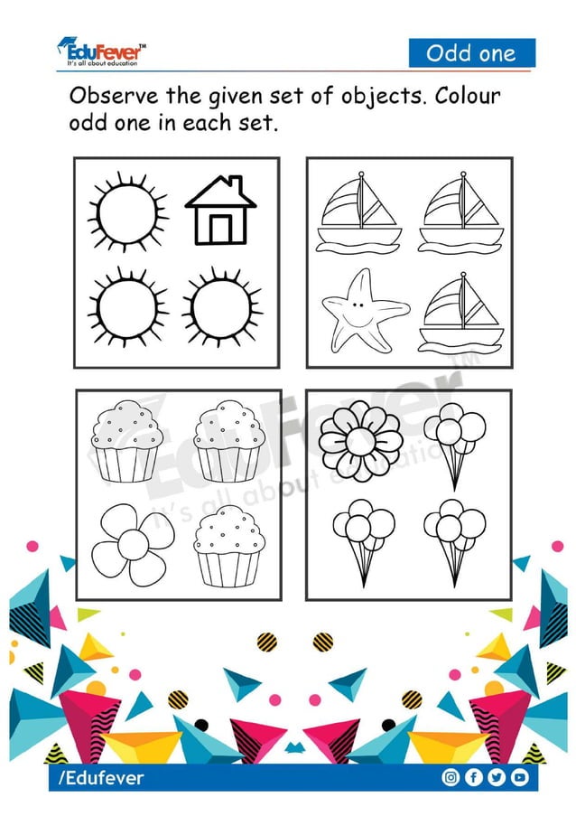 Color the Odd Ones - LKG Worksheet | PDF