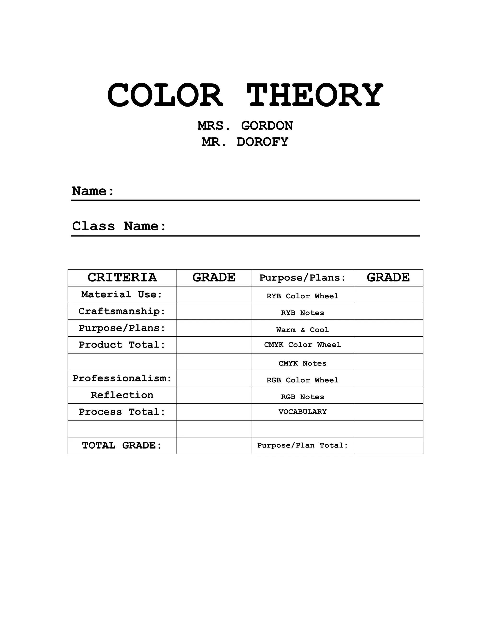 Color theory packet | PDF