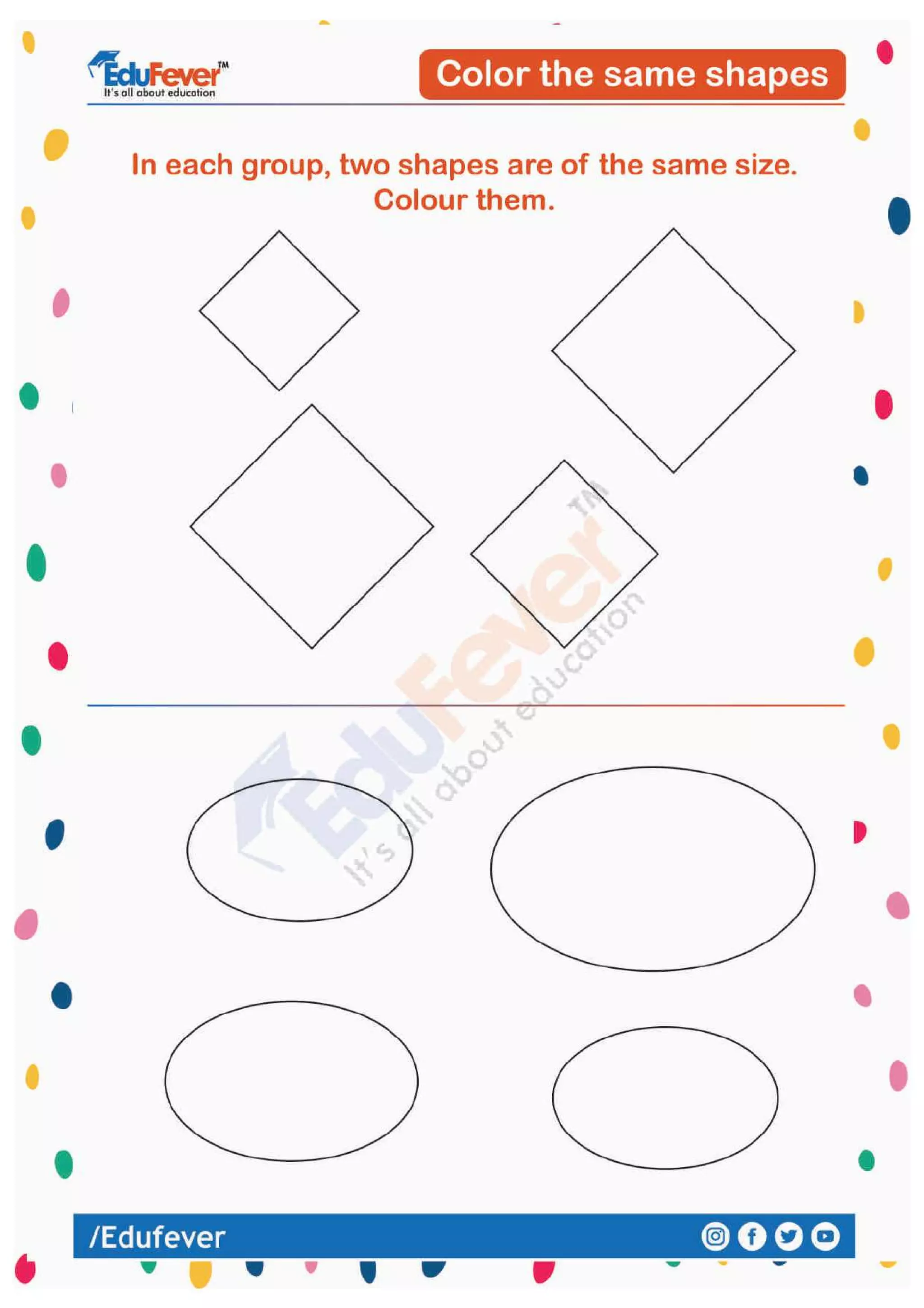 Color the same shape - UKG Worksheet | PDF