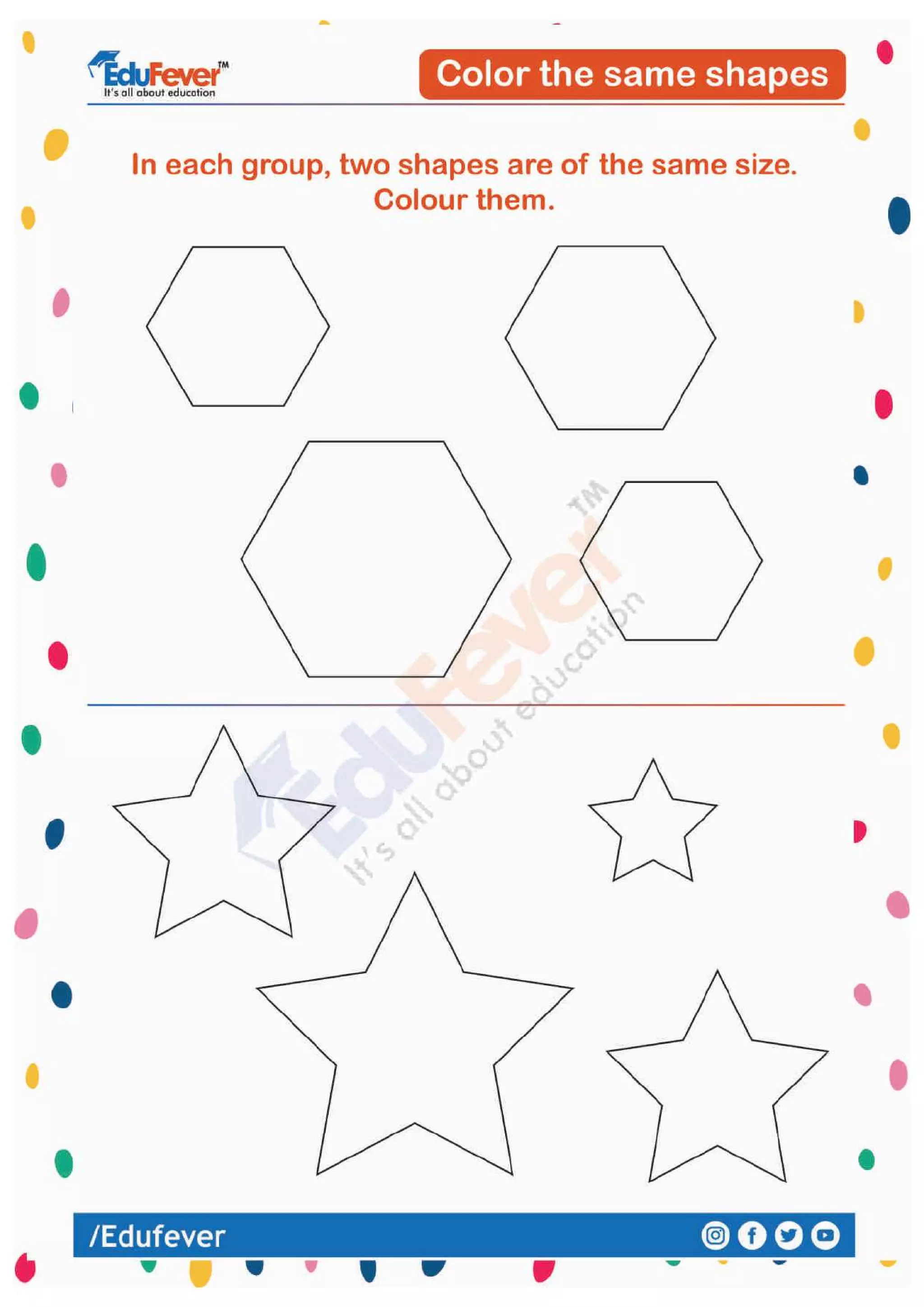 Color the same shape - UKG Worksheet | PDF