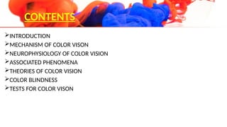 COLOR VISION AND IT'S ABNORMALITIES OPHTHALMOLOGY | PPTX