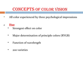 Color vision physiology, defects and different testing Procedures | PPT