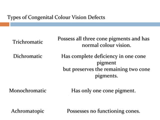Color vision physiology, defects and different testing Procedures | PPT