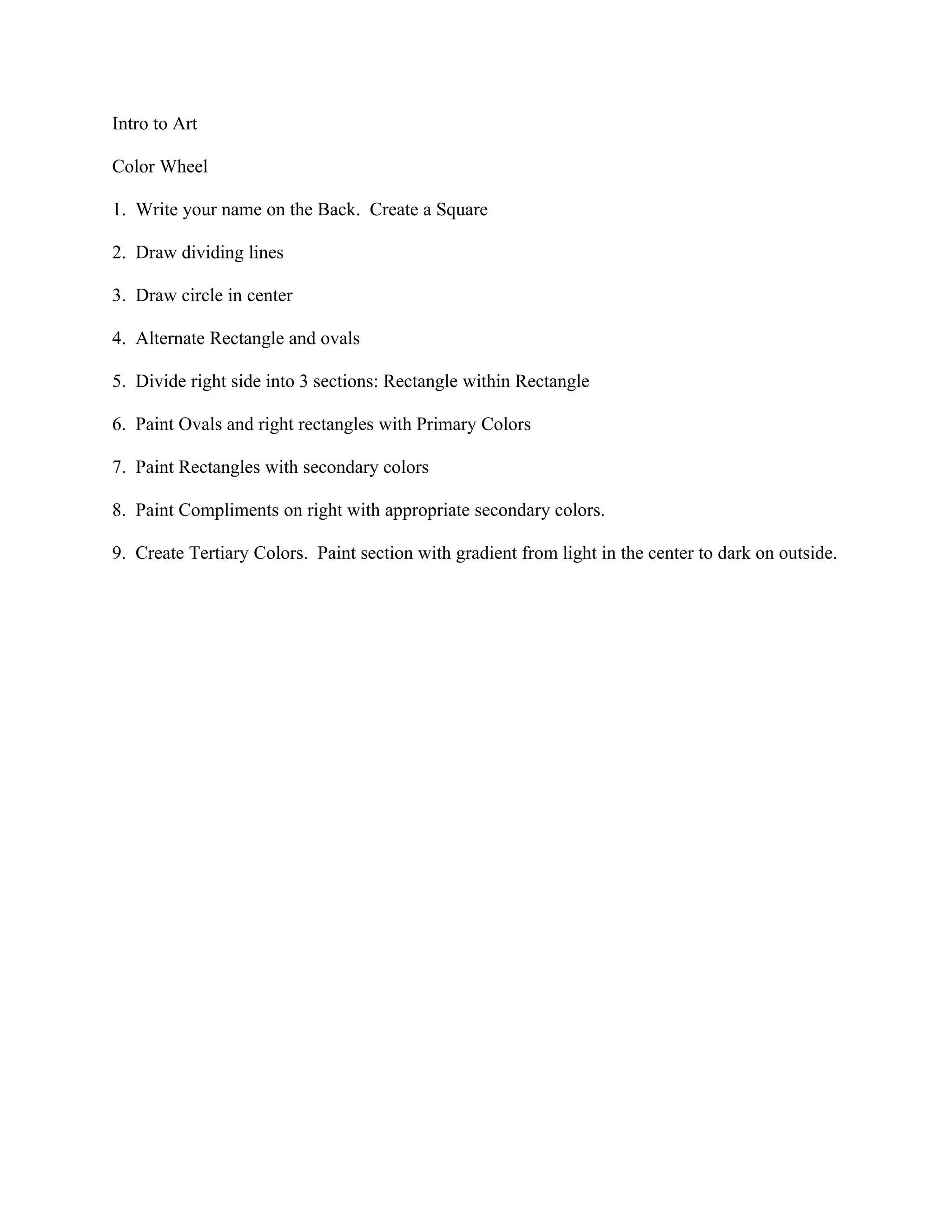 Color wheel instructions | DOC