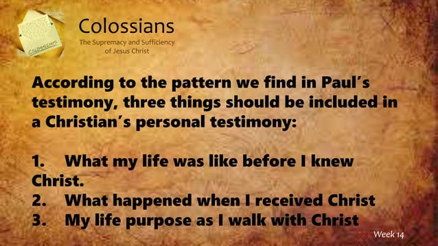 Colossians sunday school - week 14 - 1-21-2018 | PPT