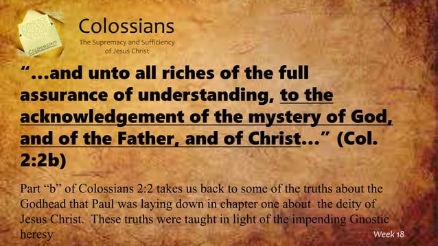 Colossians sunday school - week 18 - 2-18-2018 | PPT