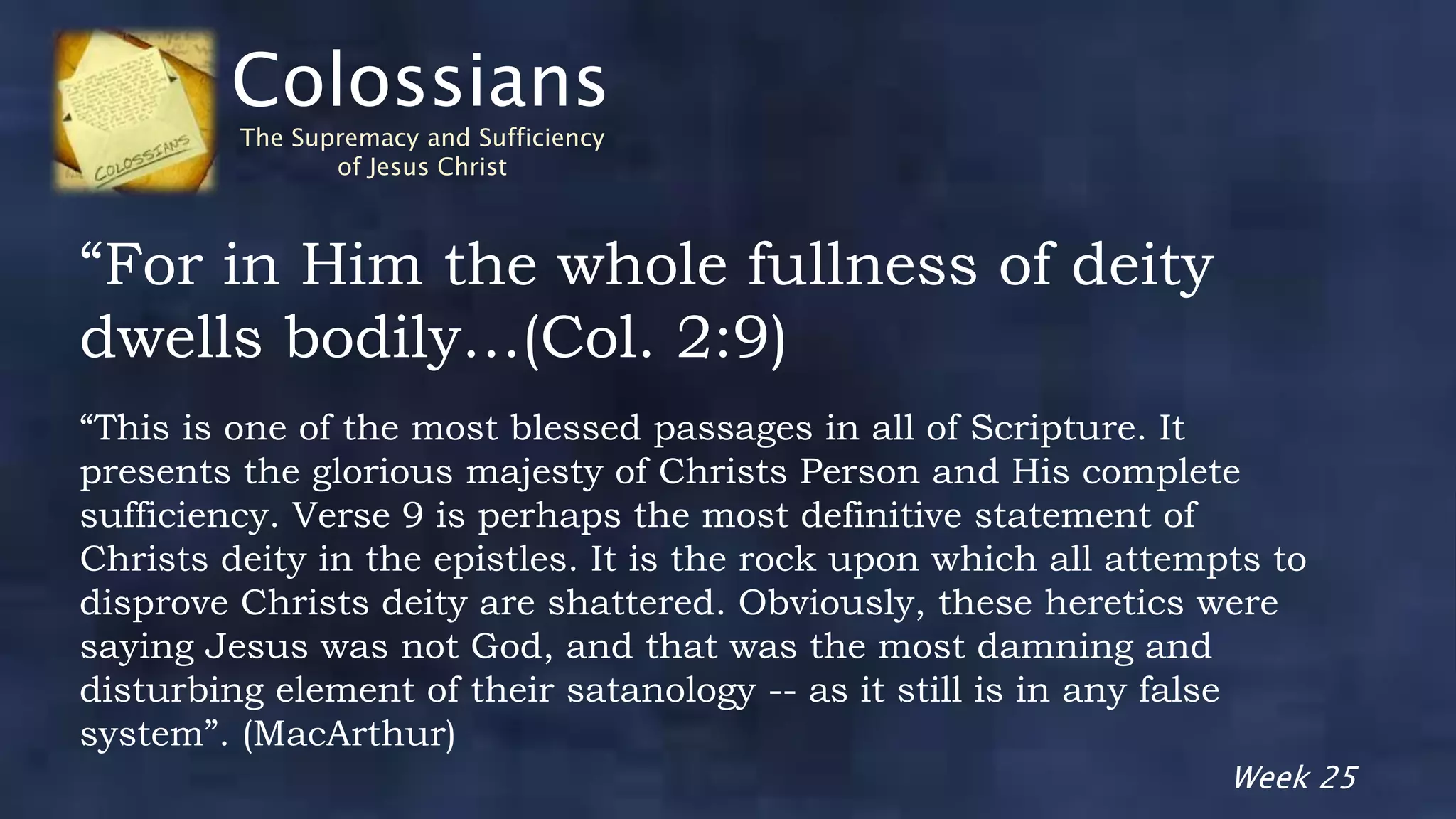 Colossians sunday school - week 25 - 4-22-2018 | PPT