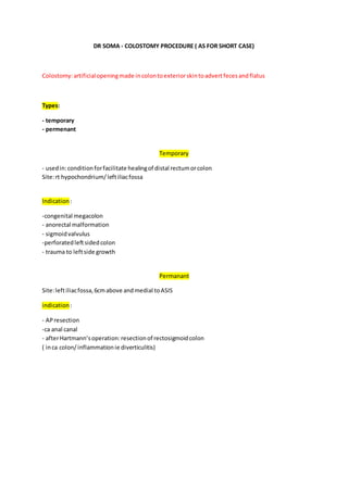Colostomy short notes (point osce) | DOCX
