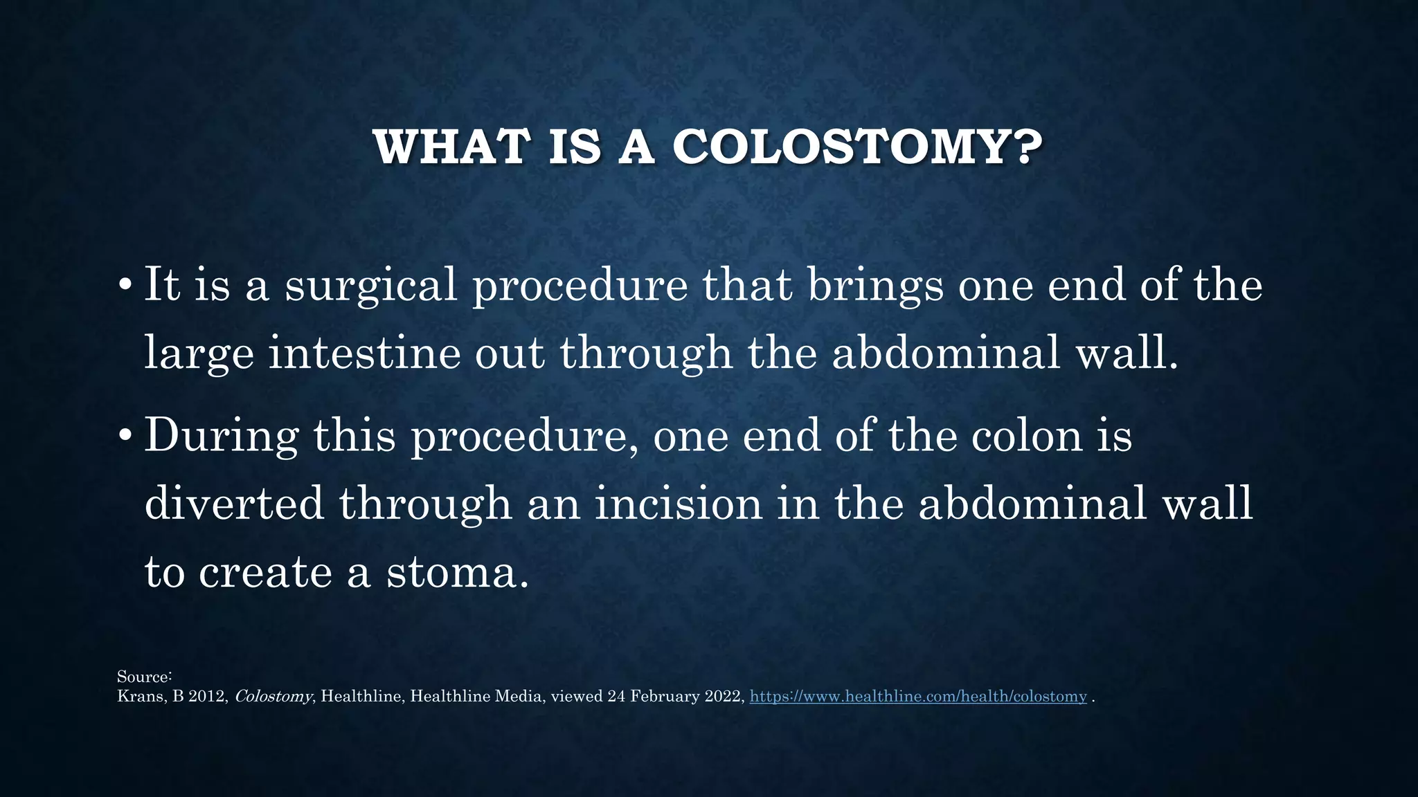 COLOSTOMY CARE | PPTX