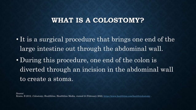 COLOSTOMY CARE | PPTX | Digestive Disorders | Diseases and Conditions