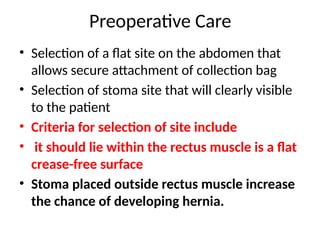 colostomy types , indications management and care | PPTX