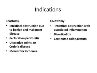 colostomy types , indications management and care | PPTX
