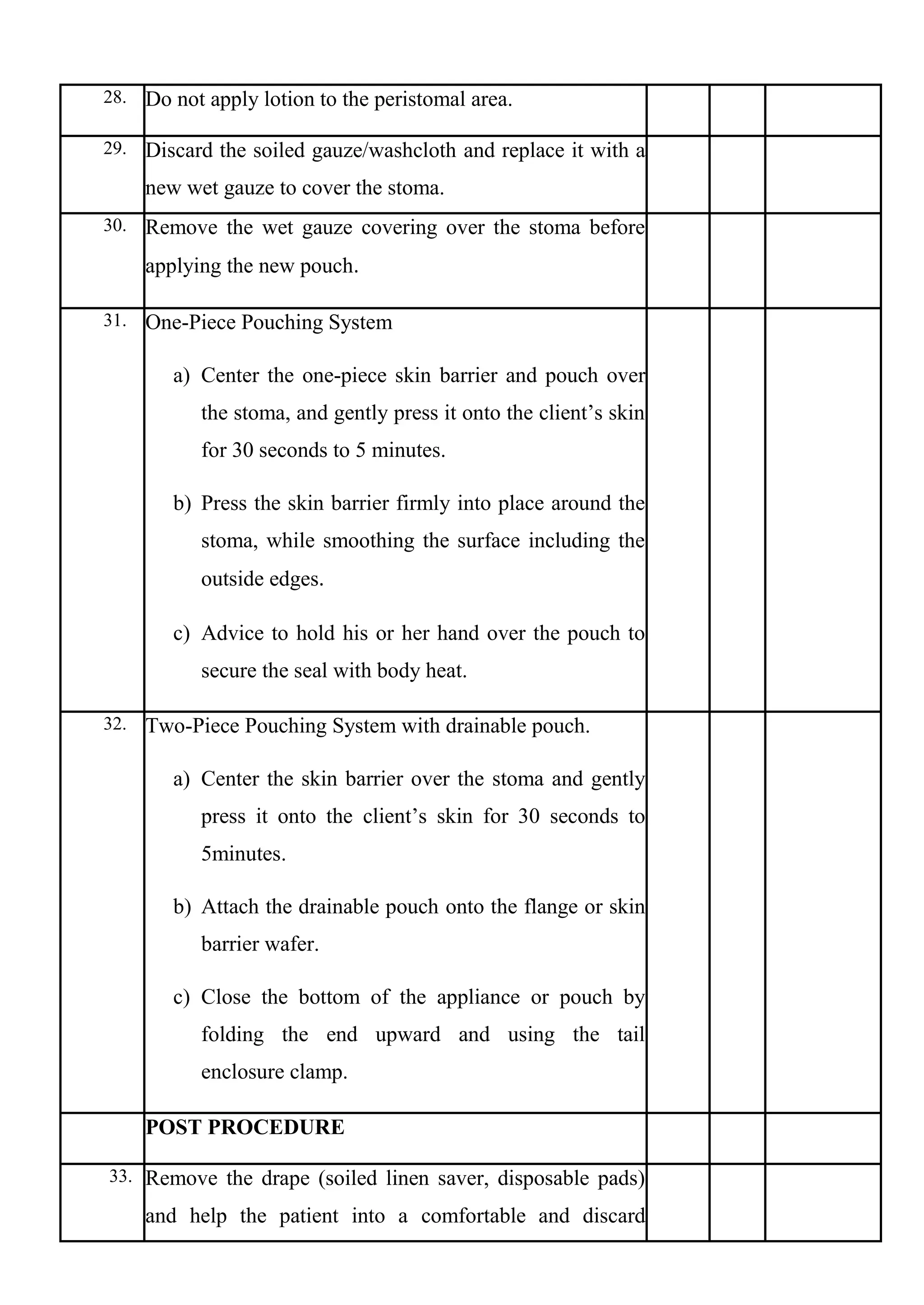 colostomy checklist.docx.checklist demon | DOCX