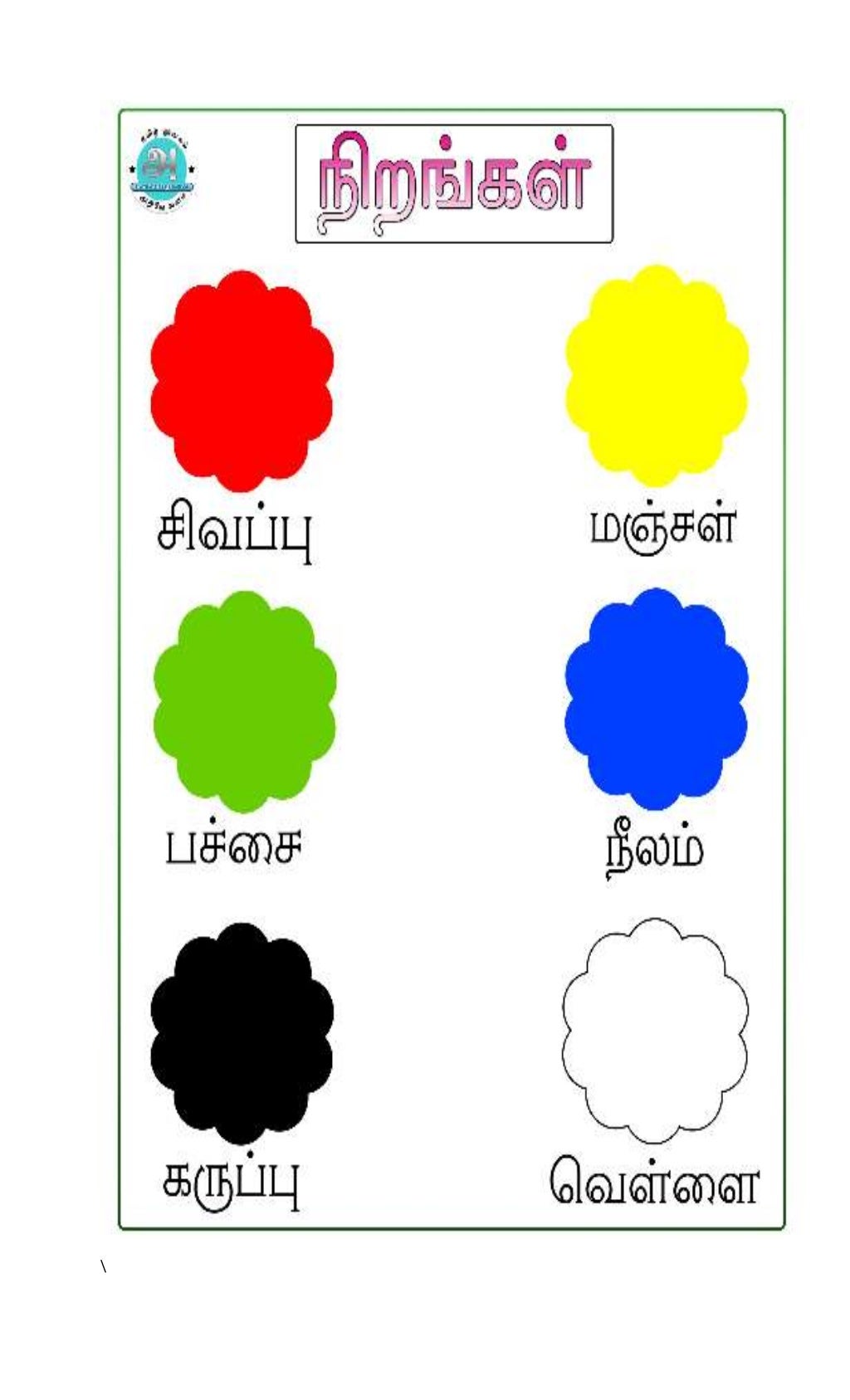 Colour shapes In Tamil