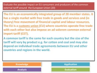 A2 Essay Exam Skills - Common External Tariffs in the EU | PPTX ...