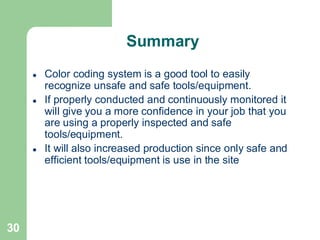 COLOUR CODING AND INSPECTION training presentation | PDF
