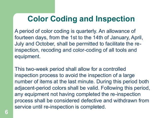 COLOUR CODING AND INSPECTION training presentation | PDF