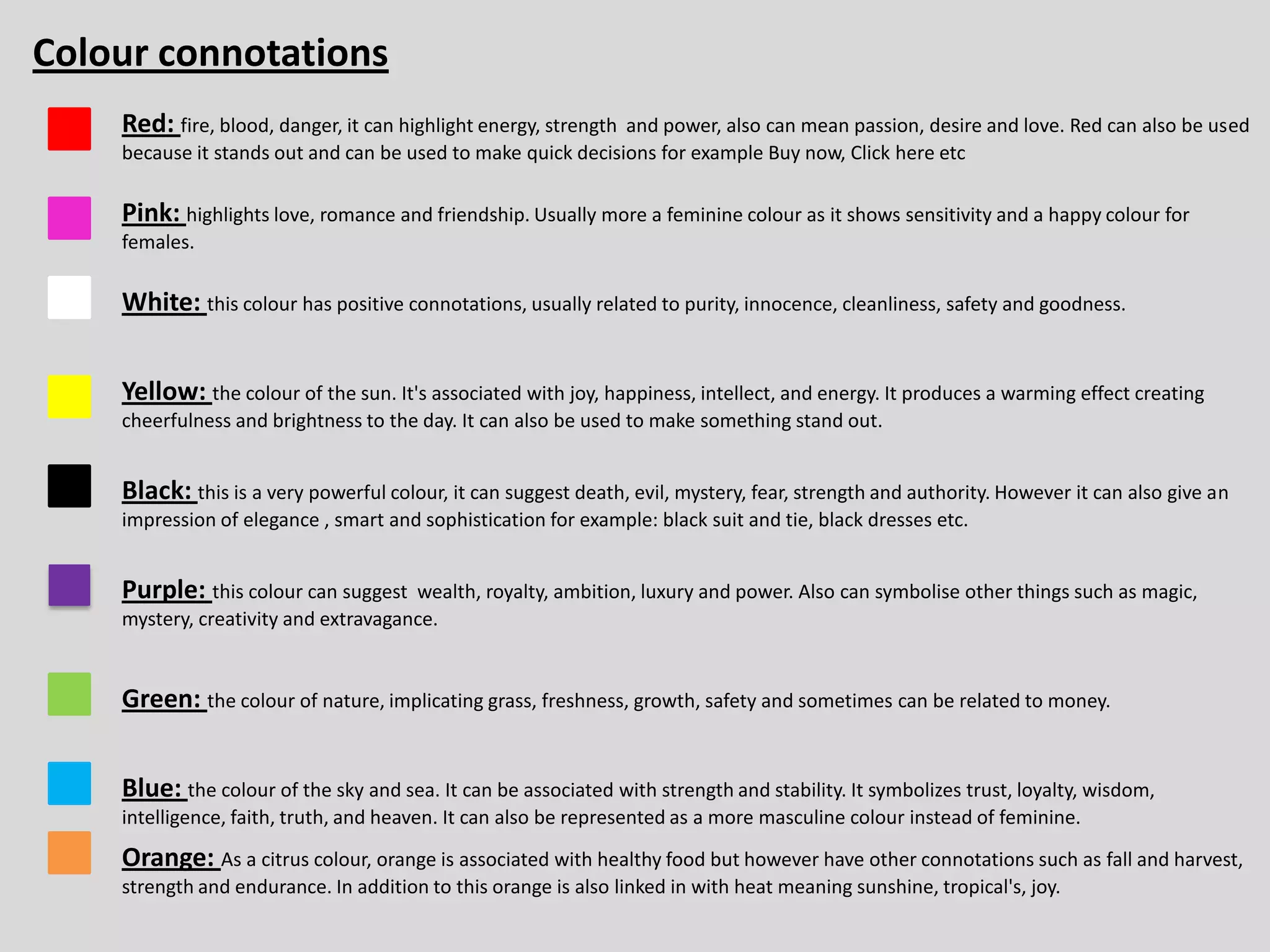 Colour connotations | PPTX