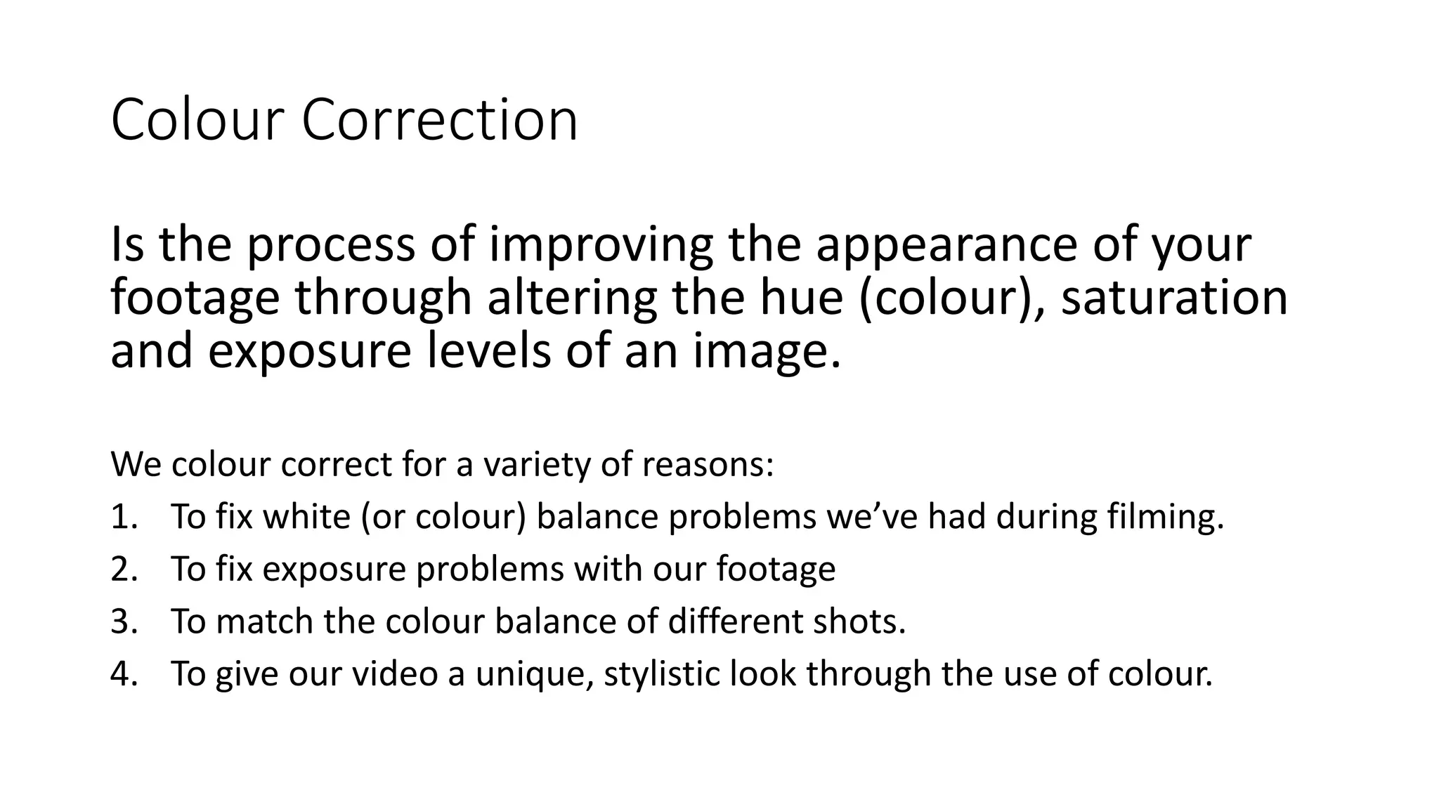 Colour correction - a brief intro | PPTX
