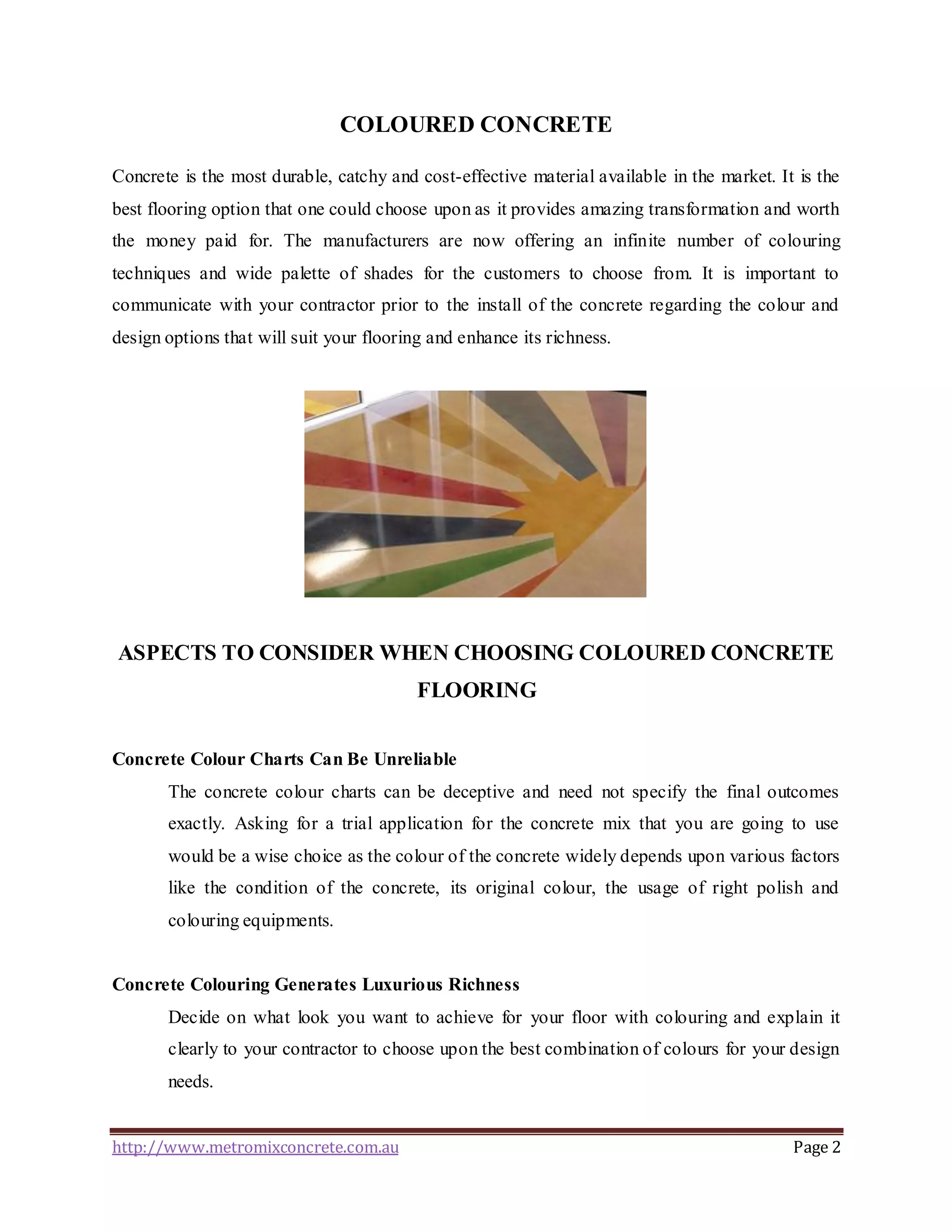 Coloured Concrete - Metro Mix Concrete | PDF