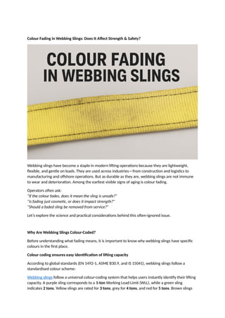 Colour Fading in Webbing Slings:Does It Affect Strength & Safety? | DOCX