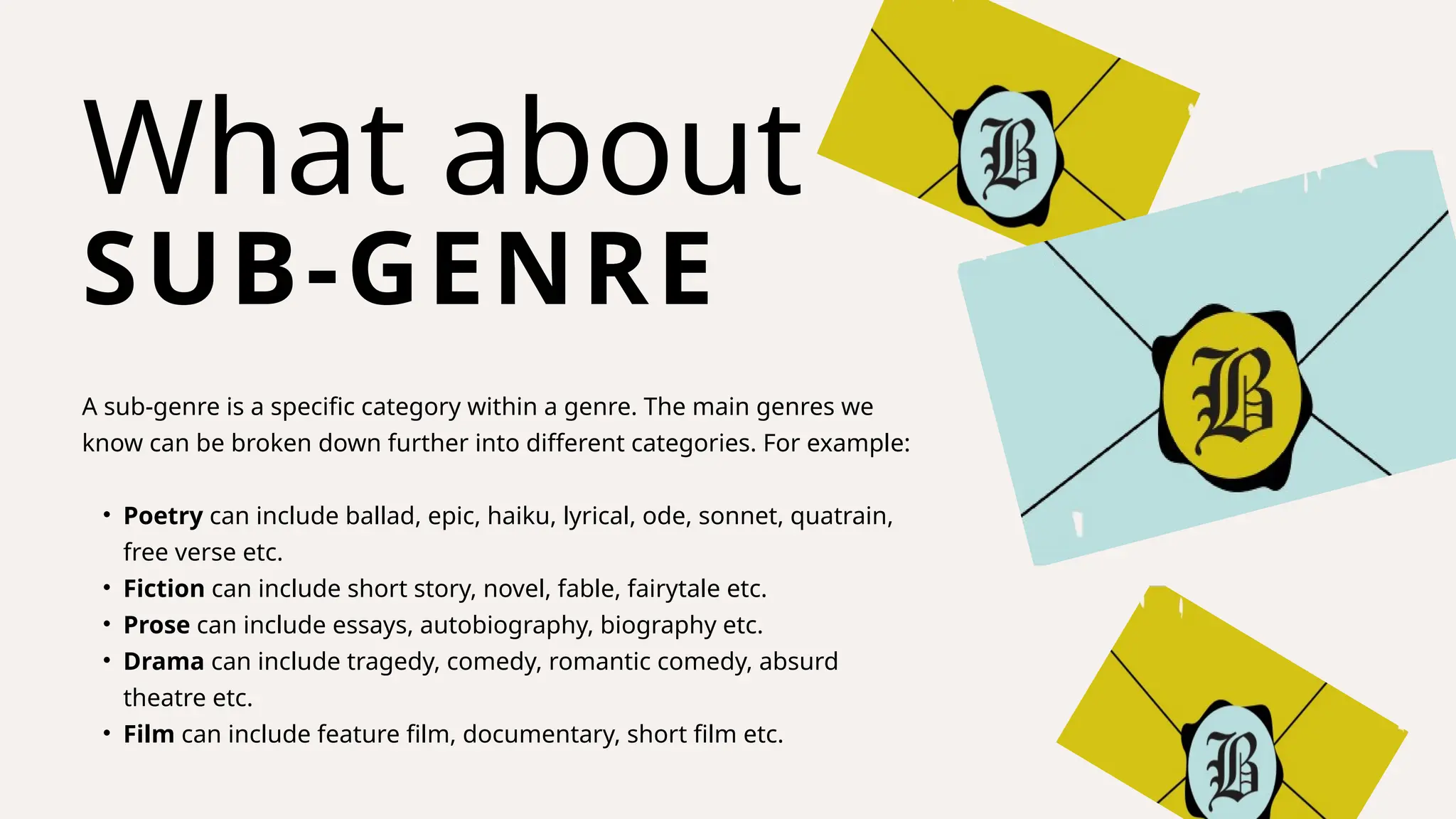 Colourful Illustrative English Genre Types and Conventions Presentation ...