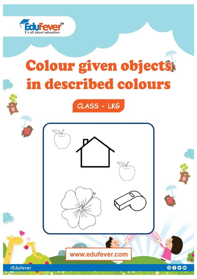 Colour given objects in described colours -LKG Worksheet | PDF