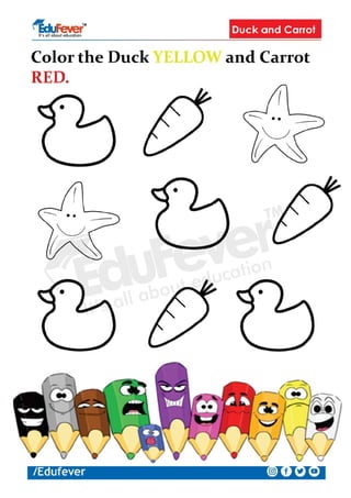 Colour given objects in described colours -LKG Worksheet | PDF