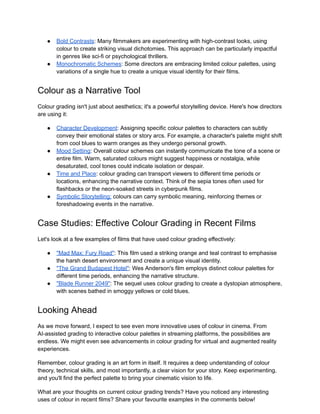 Colour Grading Trends - Creating Distinctive Visual Palettes for ...