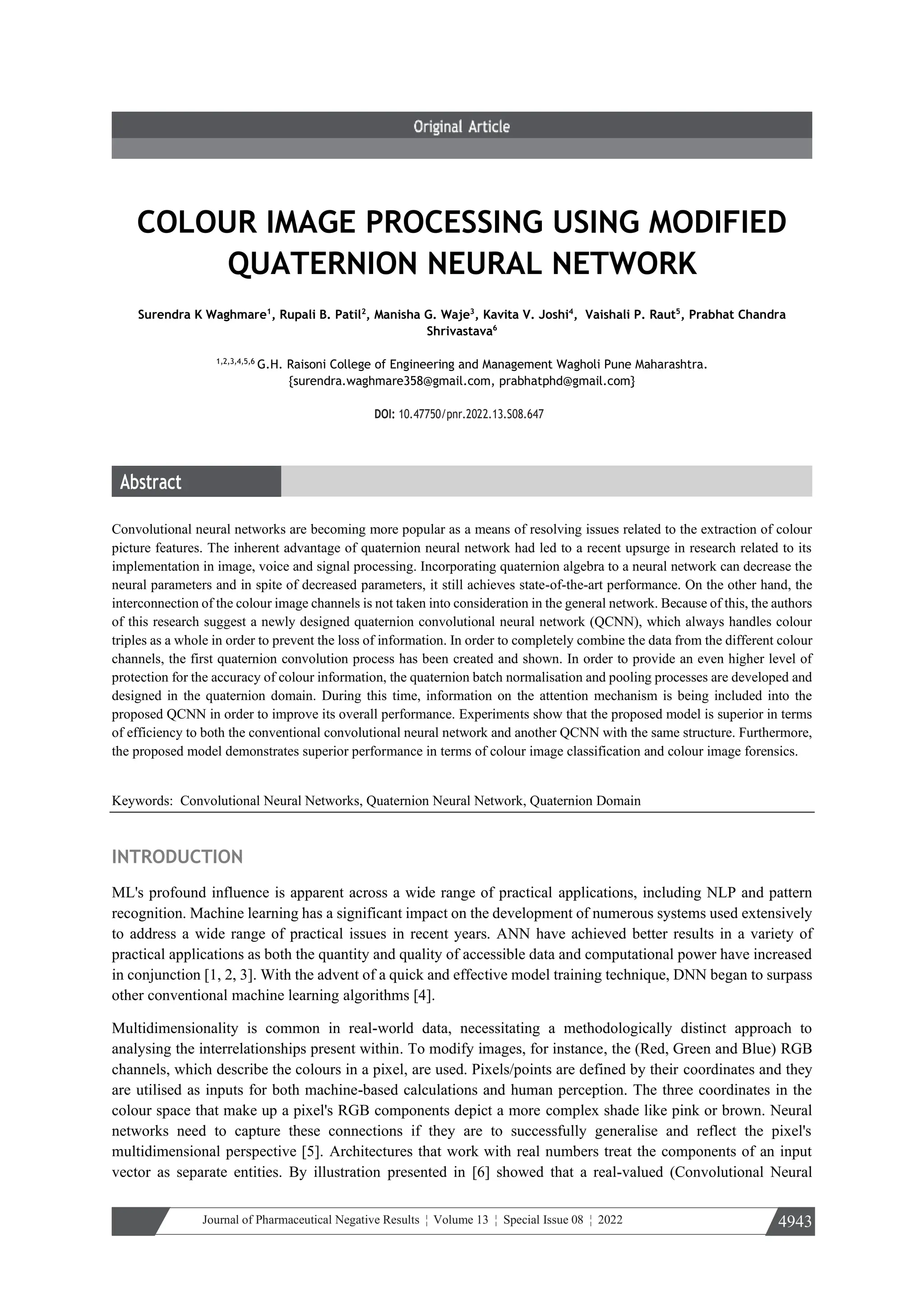 Colour Image Processing Using Modified Quaternion Neural Networkpdf