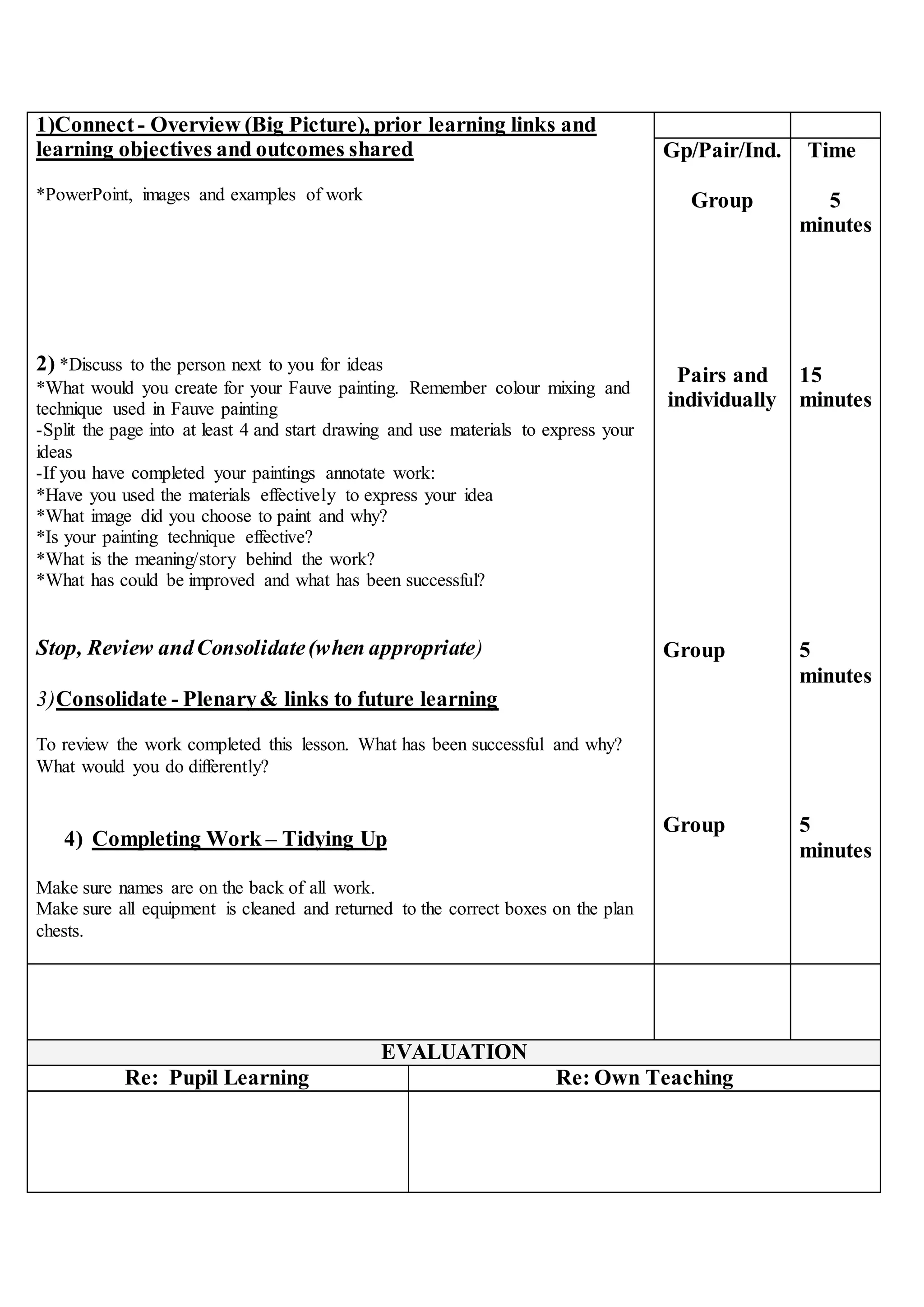 Colour Mixing Lesson Plan-Secondary Education | DOCX | Painting | Arts ...