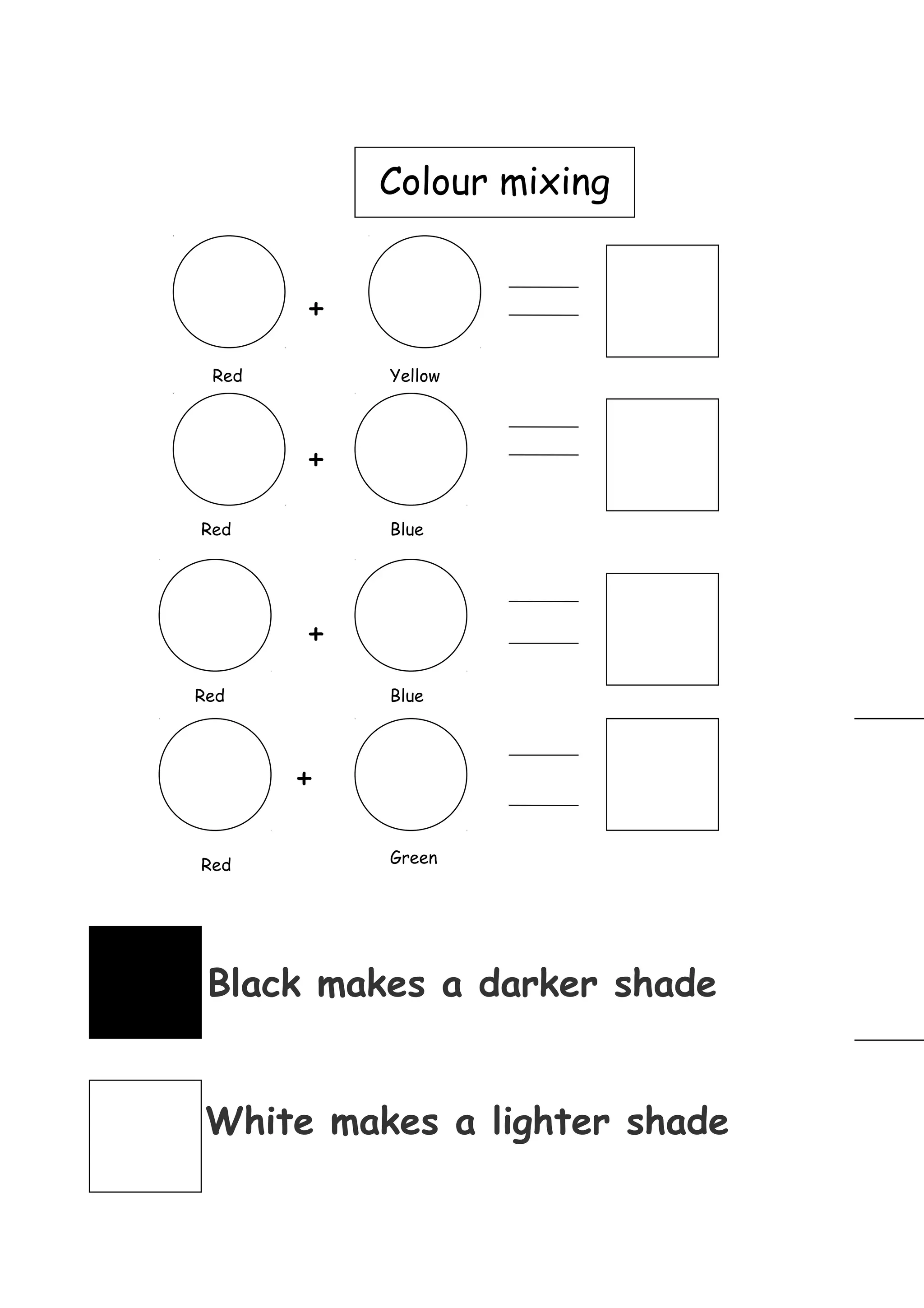 Colour Mixing Sheet | DOC