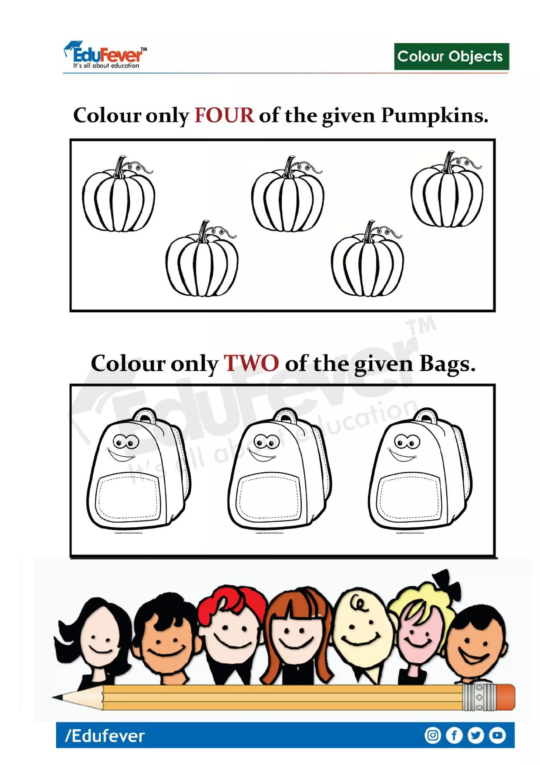 Colour Objects - LKG Worksheet | PDF