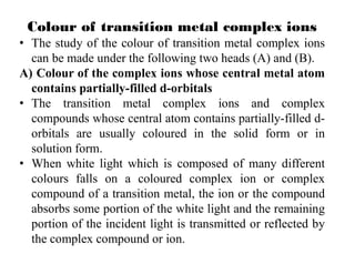 Colour of metal complexes | PDF | Chemistry | Science