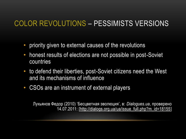 Causes and Concequences of Colour Revolutions in the Post-Soviet ...
