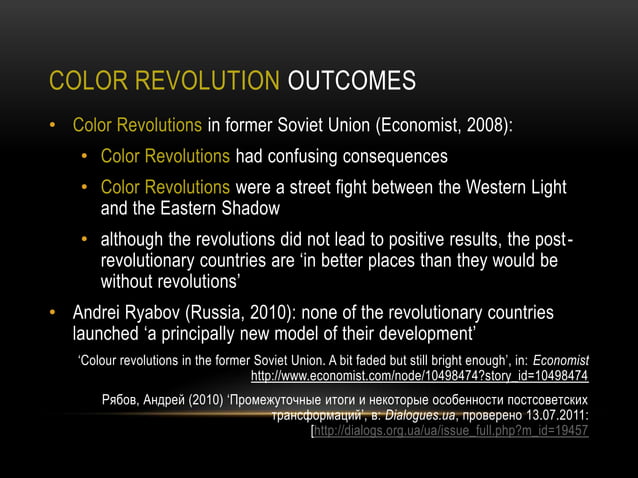 Causes and Concequences of Colour Revolutions in the Post-Soviet ...
