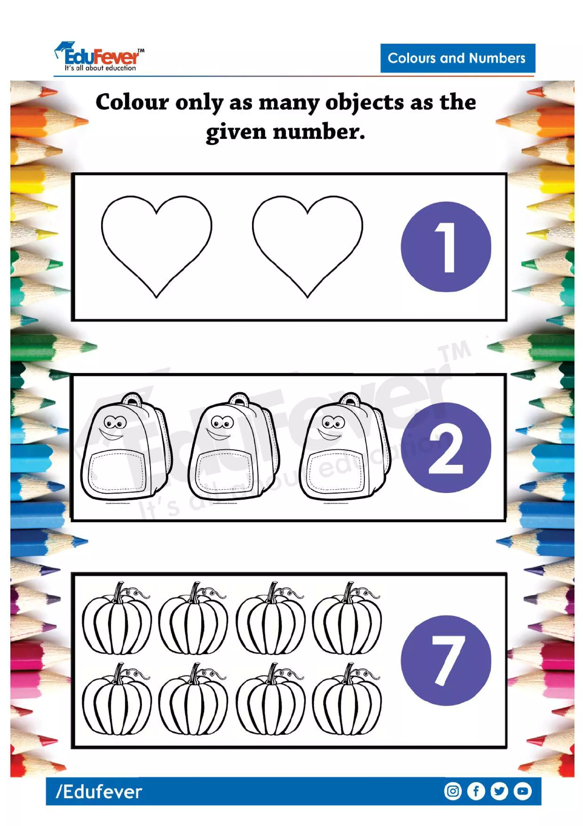 Colour and Number - LKG Worksheet | PDF