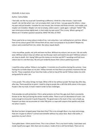 Colours comic story | DOCX