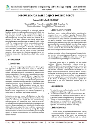 Colour sensor based object sorting robot @1000KV Technologies 9030844877 | PDF