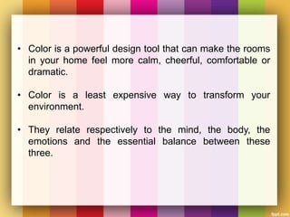Colours in interior design | PPTX