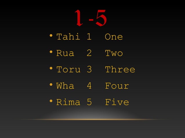 Counting in Maori 1-20 | PPT