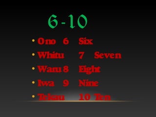 Counting in Maori 1-20 | PPT