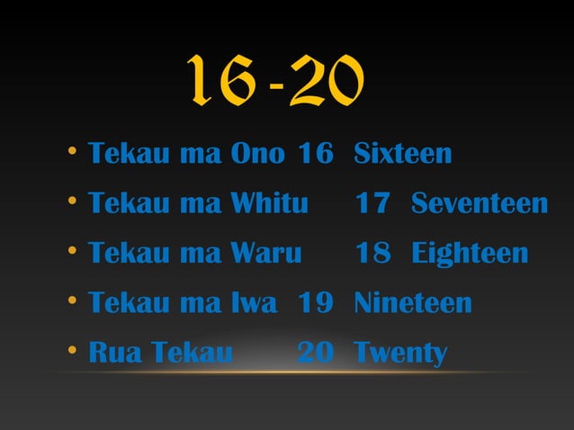 Counting in Maori 1-20 | PPT