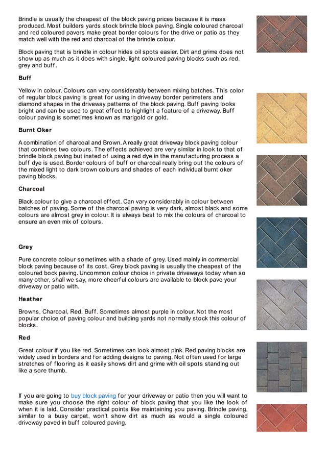 Colours of block paving | PDF | Landscaping | Home & Garden