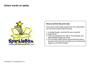 colour splat picture print kids primary level 1 | PDF