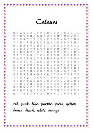 Colours wordsearch | PDF