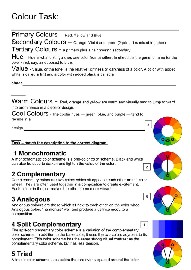 Colour task sal | PDF