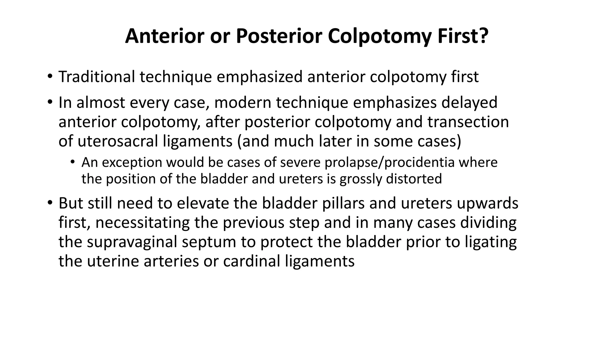 Vaginal Hysterectomy Anterior and Posterior Colpotomies | PPTX